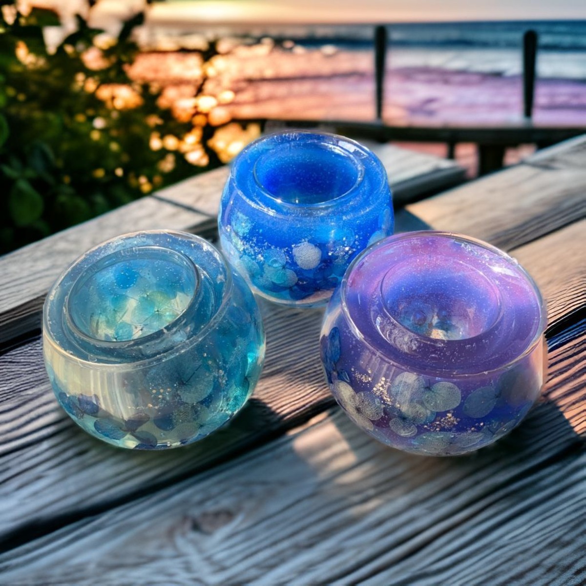 紫陽花 ジェルキャンドルホルダー ランタングラス あじさい | candle_baruru