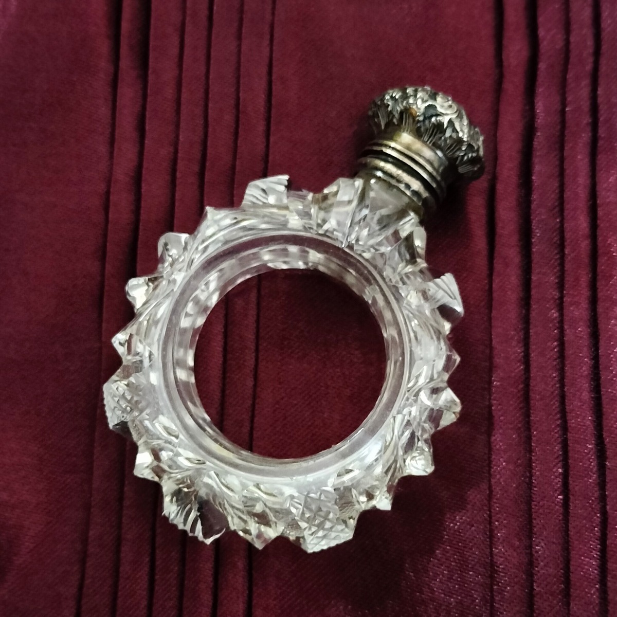 Rare Antique Cut Glass Ring Perfume Bottle | Antico