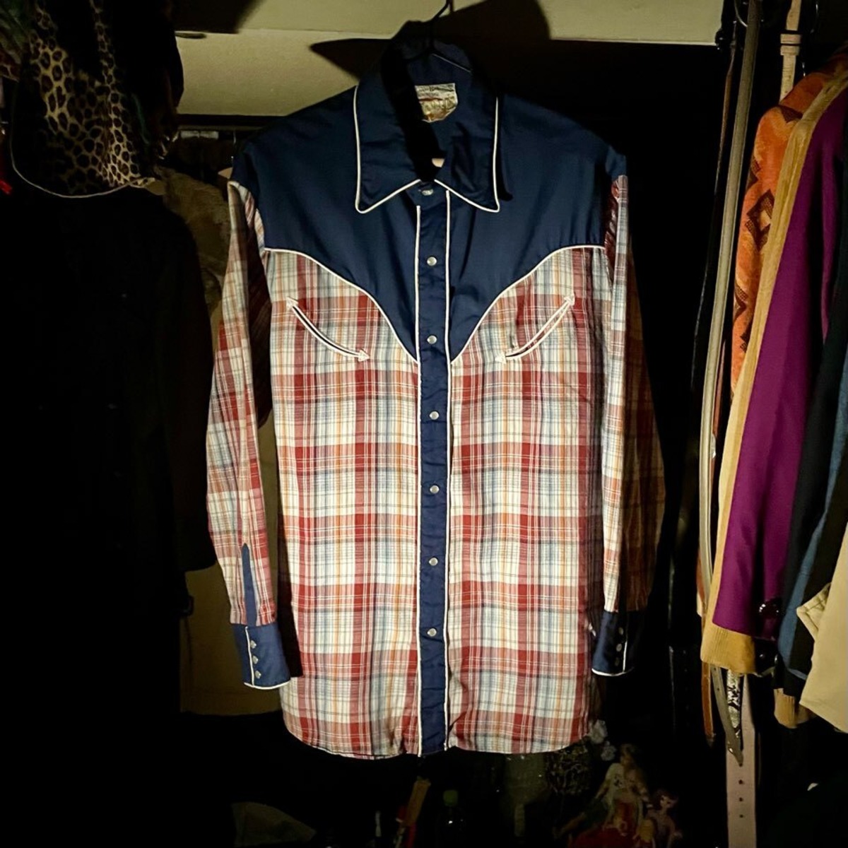 【70s】check pattern western shirt | 古着屋【柊 -Hiragi- 70s】