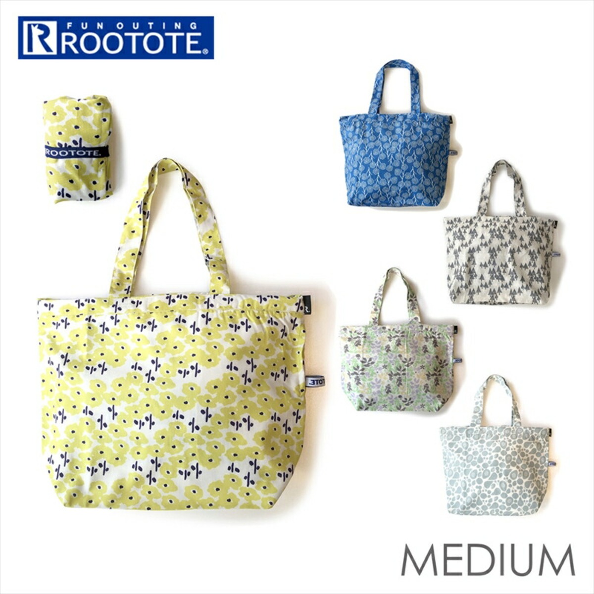 ルートート トートバッグ ROOTOTE 6494 通販 ミディアム MEDIUM エコバッグ 大容量 ファスナー 折りたたみ コンパクト 洗える 洗濯機 軽量 軽い 通勤 通学 保育園 サブ ...