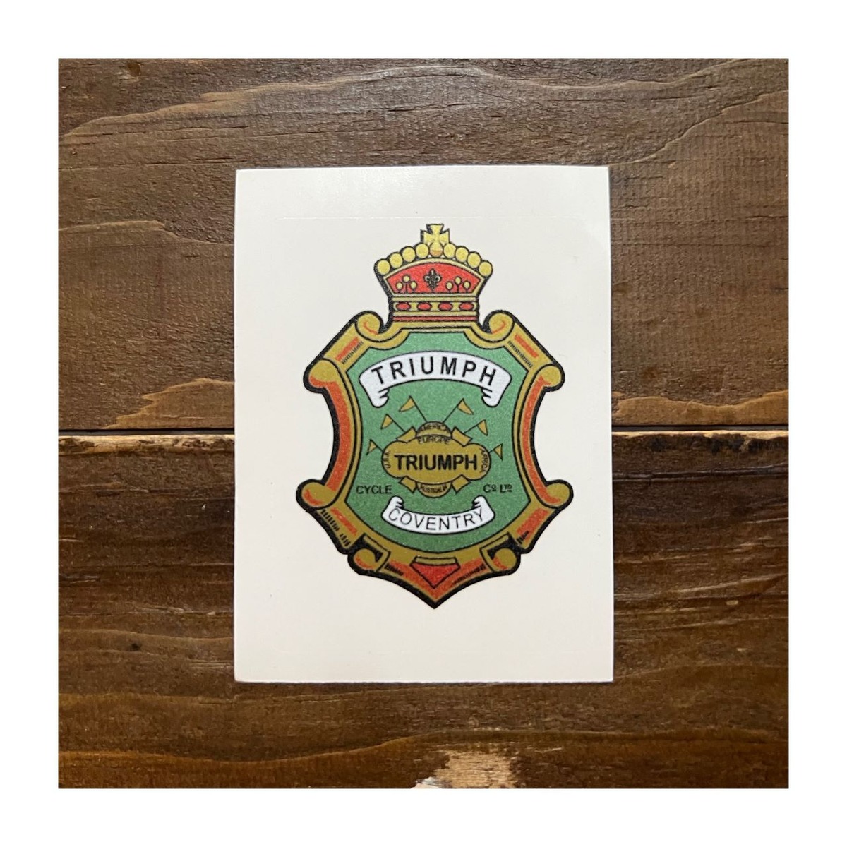 Triumph / Triumph Coventry Cycle Bicycle Headstock White Banner Sticker ...