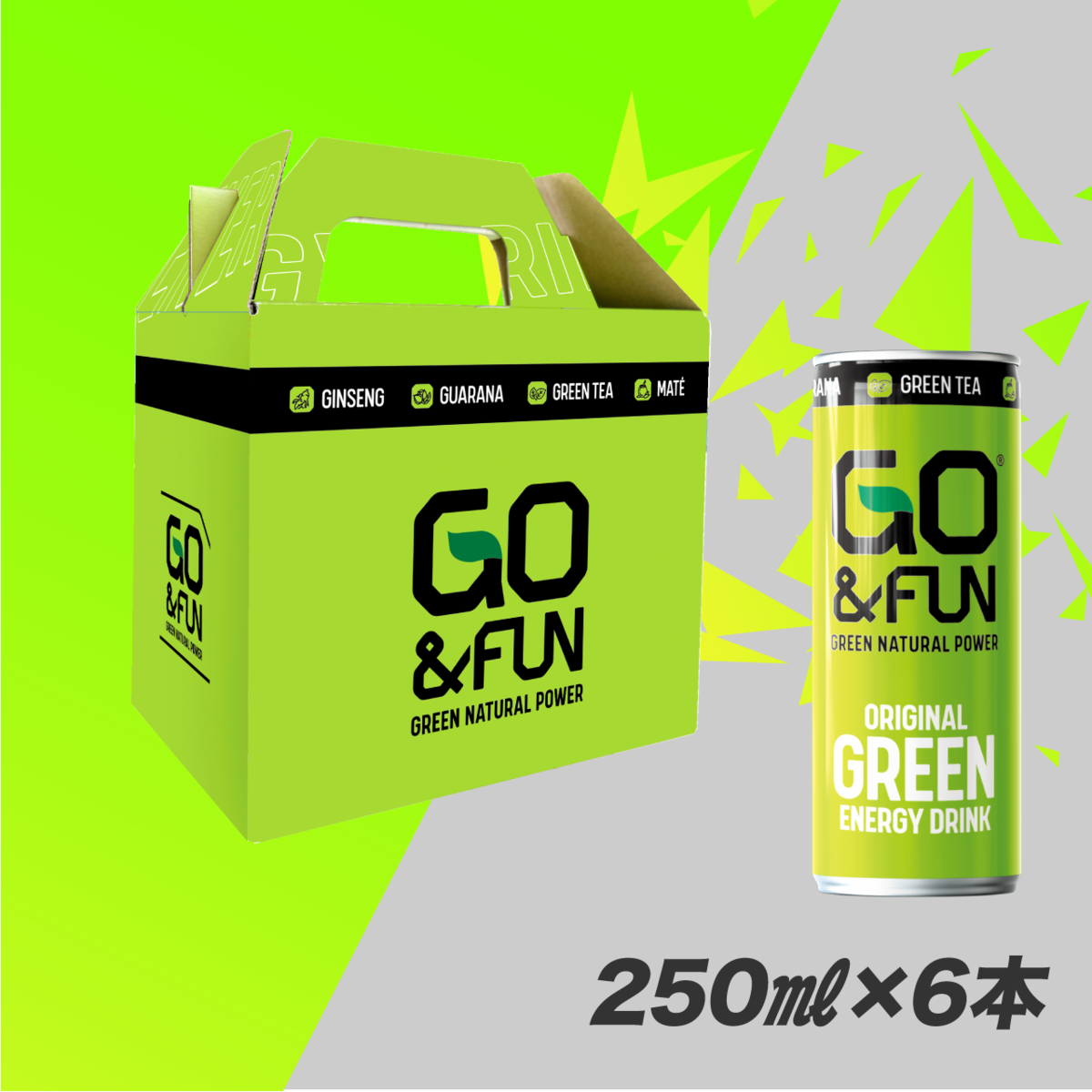 6缶箱入り 】GO＆FUN GREEN ENERGY DRINK 250ml缶 6本セット | GO&FUN Japan official ...