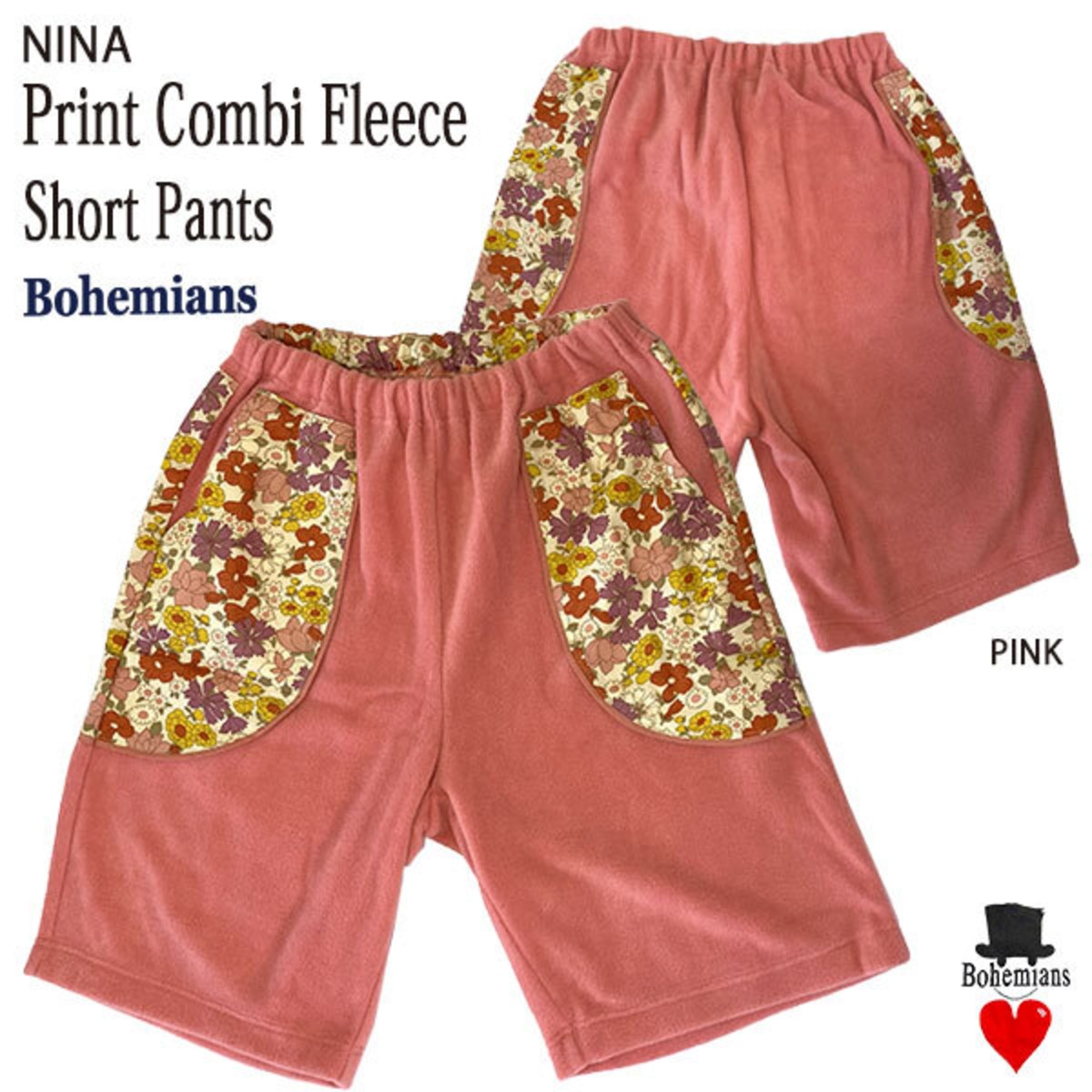 NINA PRINT COMBI FLEECE SHORT PANTS ニーナ プリントコンビ フリース ショートパンツ イージーパンツ ...