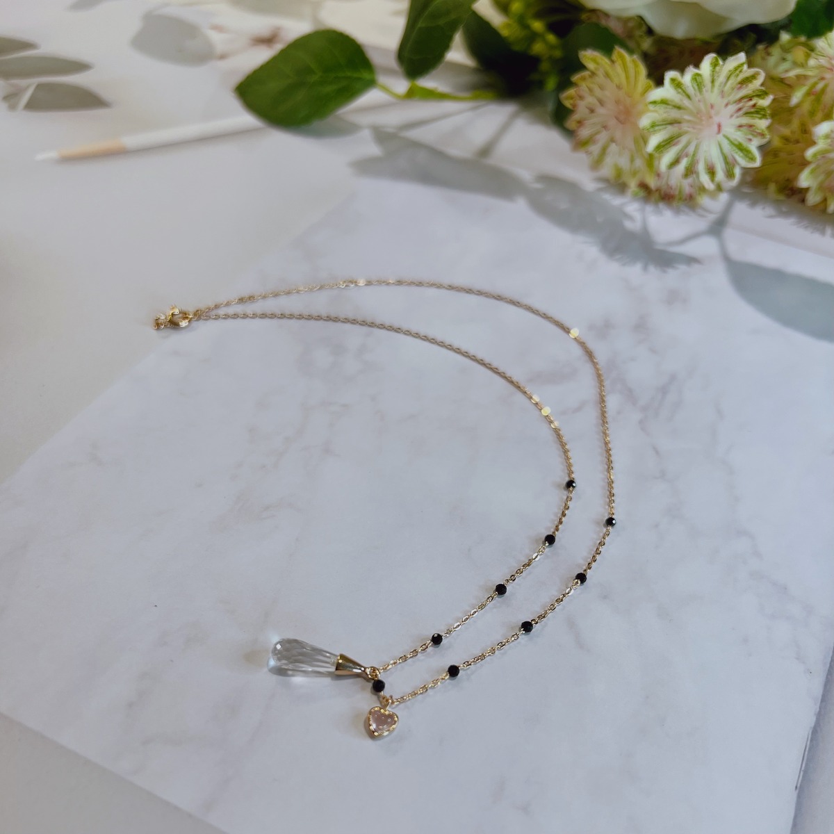 silver925 天然石ドロップ水晶ネックレス | UZU