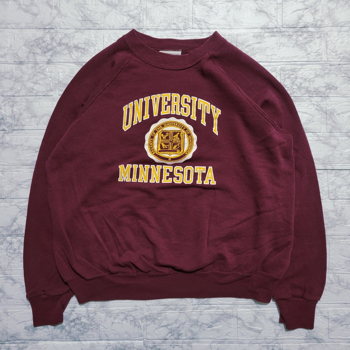古着 BASSETT WALKER スウェット 90s カレッジロゴ MINNESOTA／ボルドー | CURIOS