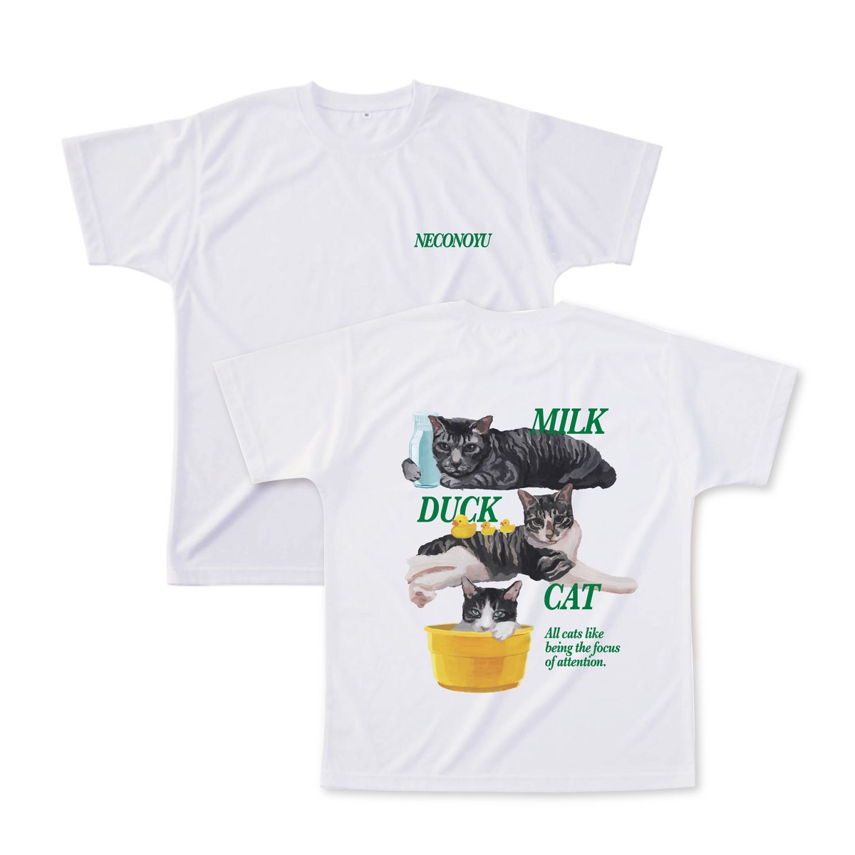 neco-note（ネコノート）Tシャツ「三種の神器」（メンバー：ぽん吉、カモミール、みどり） | neco-note shop（ネコノートショップ） BASE店｜猫の推し活 ネコノート