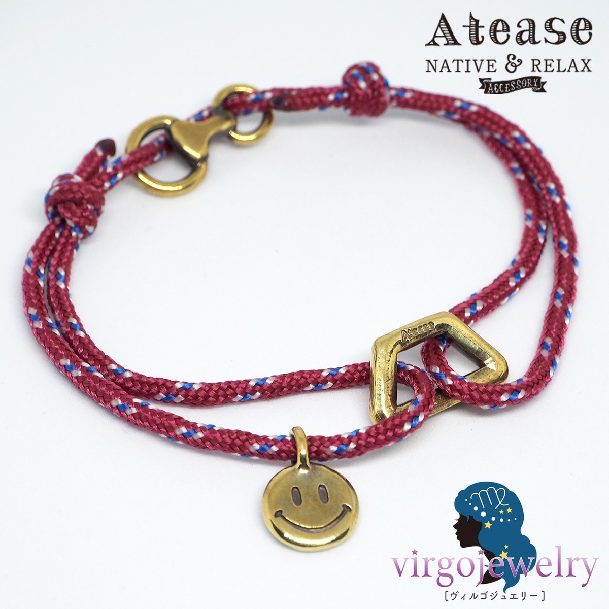 【Atease/アティース】 カラビナ ブレスレット -レッド | virgojewelry