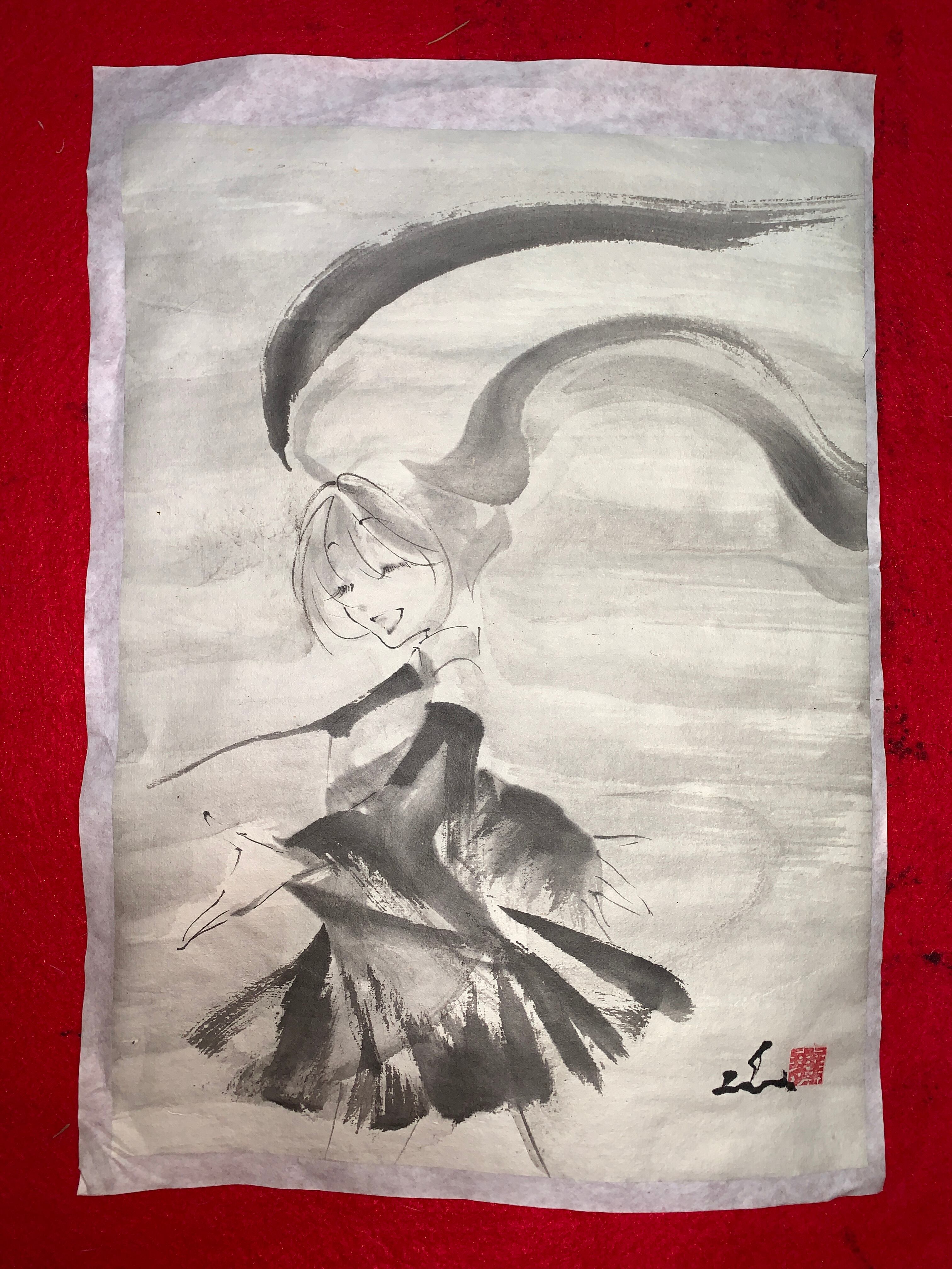 肉筆画 墨絵 水墨画 原画 現品限り 初音ミク | まさい屋 肉筆画 墨絵 水墨画 原画 現品限り 初音ミク | まさい屋