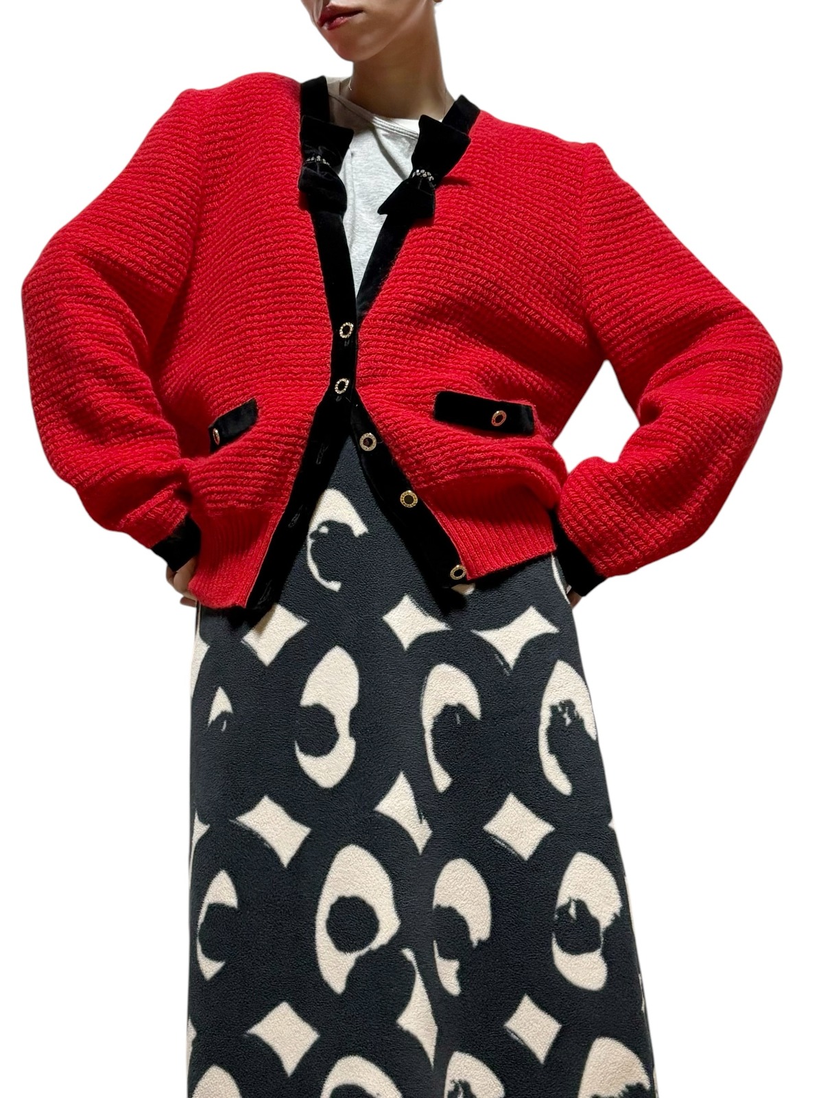 [USED]Angola knit design open cardigan | Born used&original
