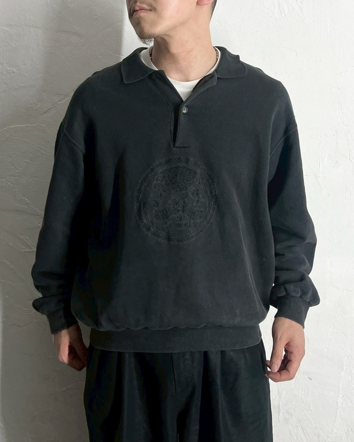 ~90s FENDI Embroidery Logo Sweat Polo Shirt | VOLAR