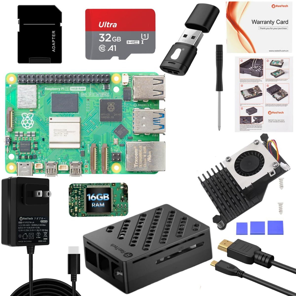Raspberry pi5 16gb セット技適済 raspberry pi5 kit ラズベリーパイ5 16GBボード/アクティブクーラー ...