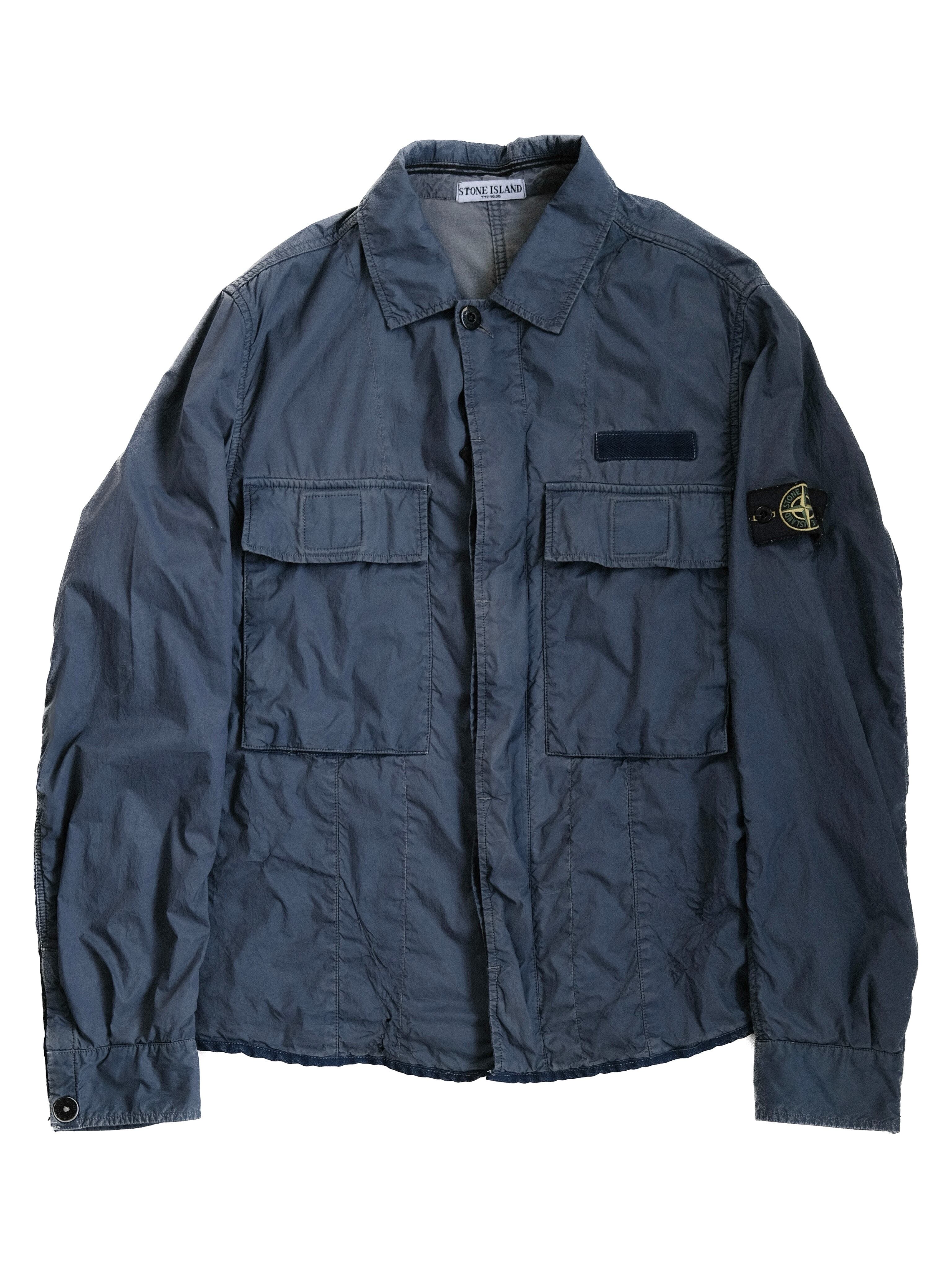 [08AW] "STONE ISLAND" Navy Nylon Shell Garment Dyed Over Shirt ...