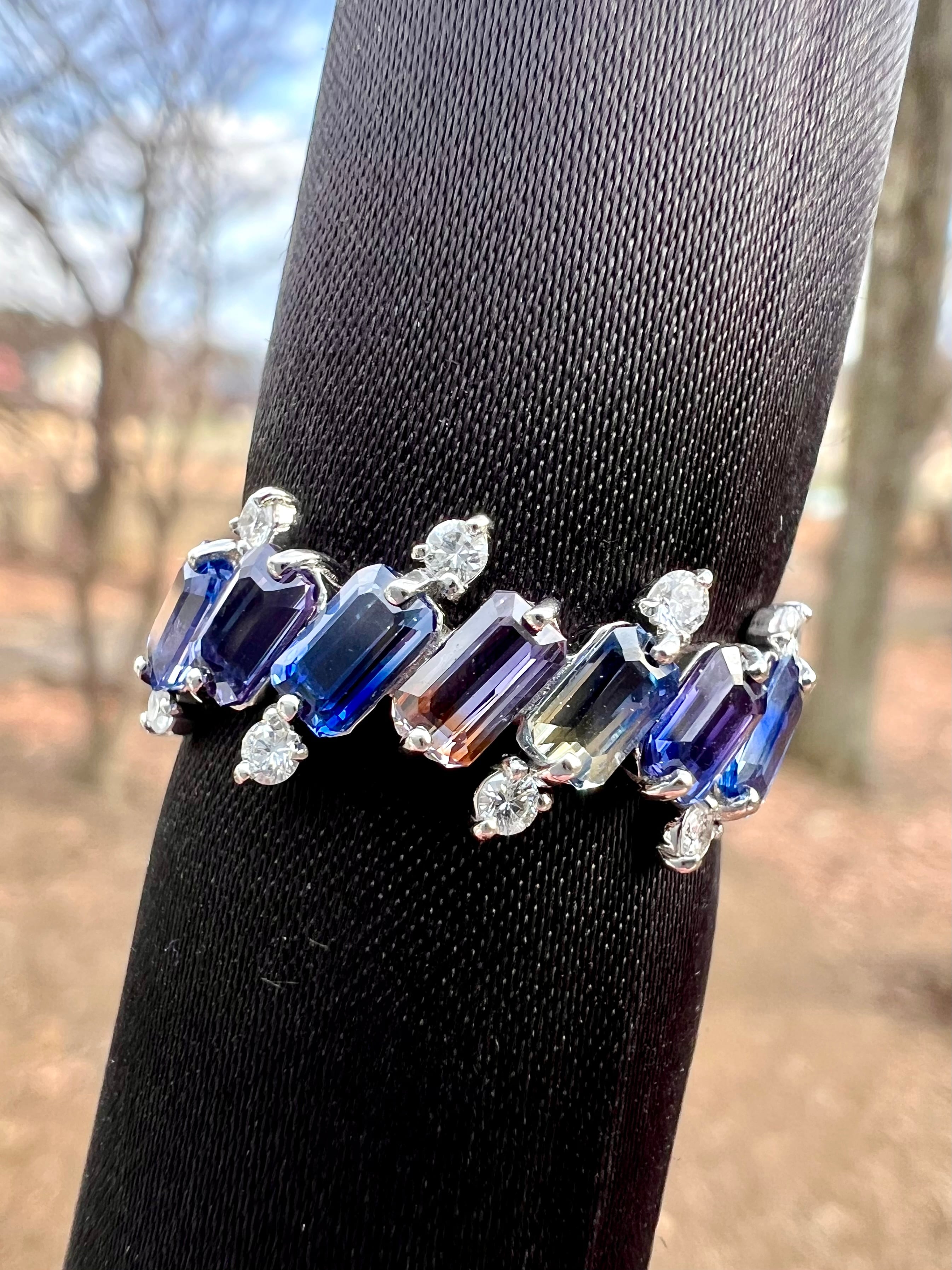 Pt950 超人気！超贅沢！バイカラーサファイヤいっぱいリング《一点もの！》 | jewelry KIRARI