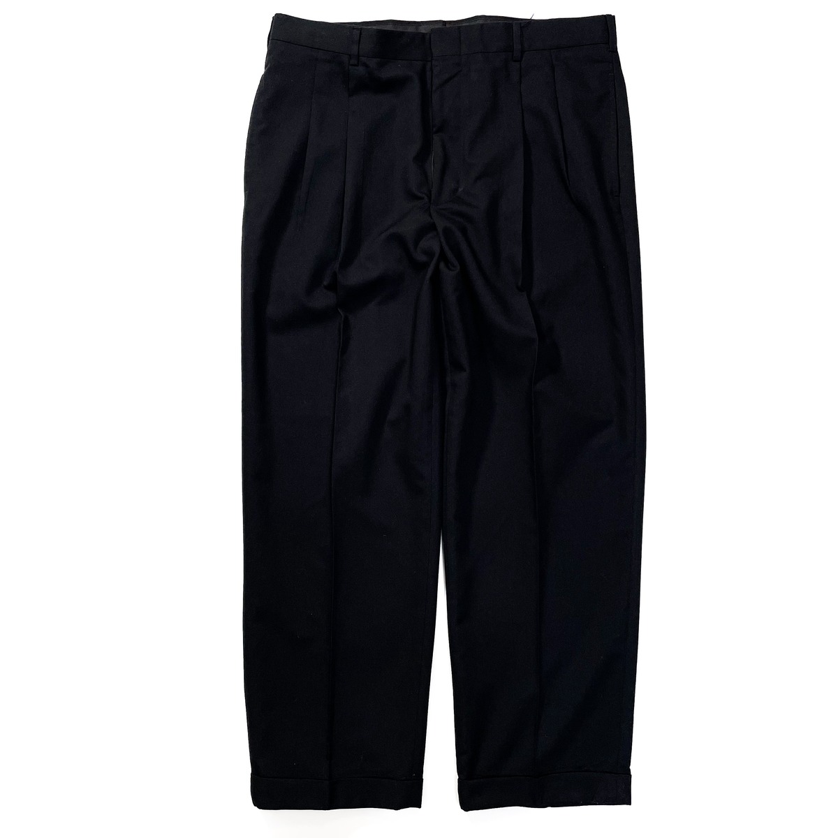 1980s " Perry ellis " black poly rayon two tuck slacks . size 36×30 ...