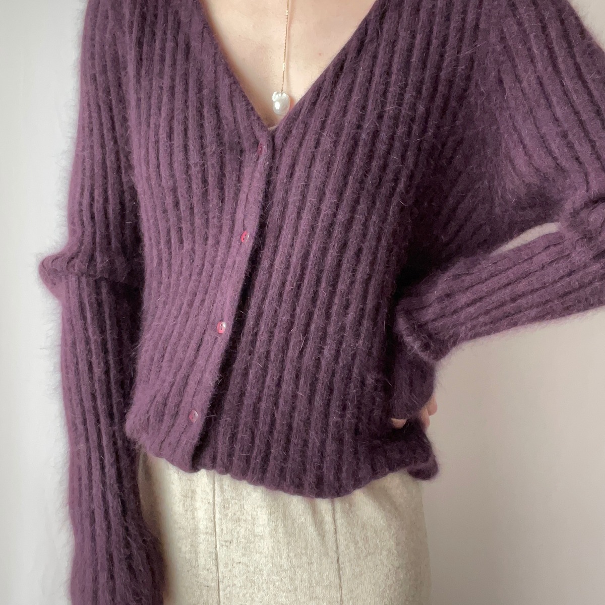purple angora cardigan | chai_vintage