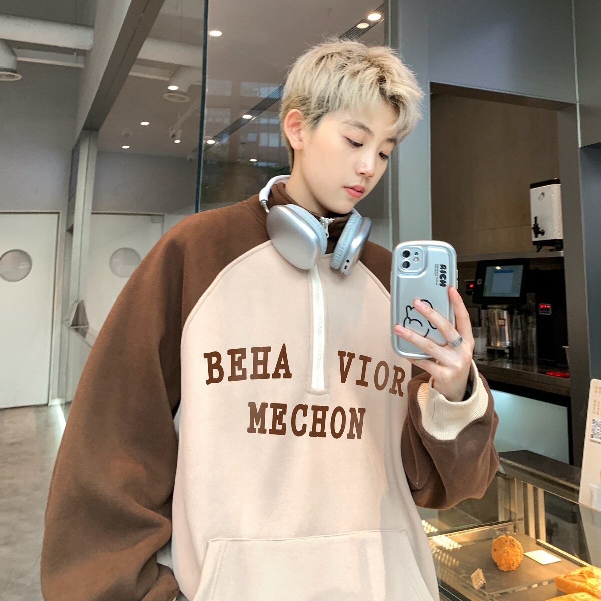 【PPGシリーズ】★トップス★ 3color スウェット 男女兼用 メンズ 配色 ブラック ネイビー ブラウン | elegant