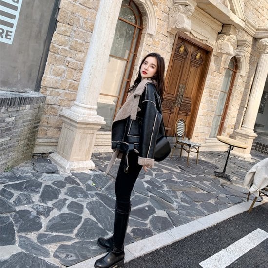 フェイクレザー ジャケット レディース ブラック 大きいサイズ XL 秋