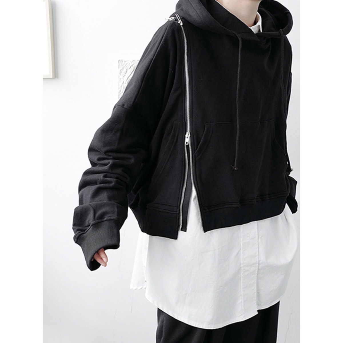 Loose Fit Zipper Irregular SWEATSHIRT a201180 | AsymmeStyleアシメスタイル