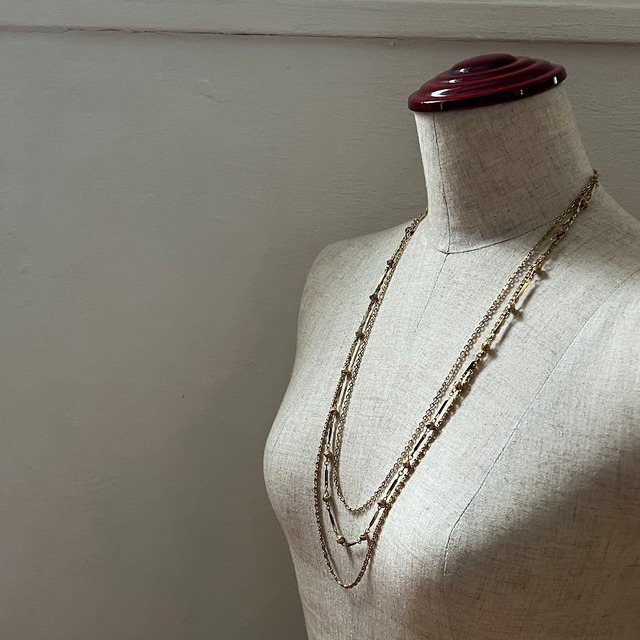 ロング チェーン ノット 3連 ネックレス 《N-0101》 | ModernLoop ユーズドアクセサリー専門店