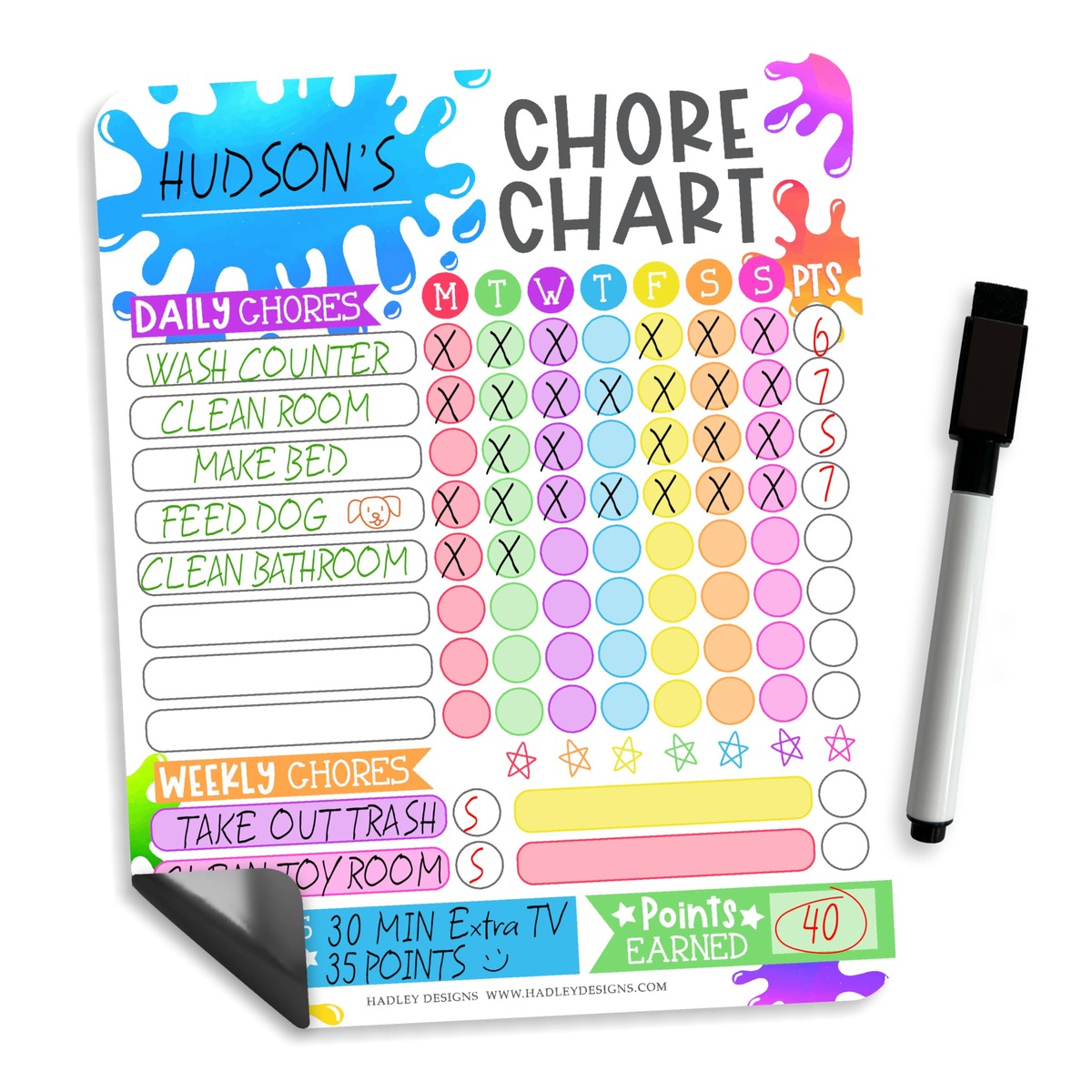 Hadley Designs Slime Magnetic Chores Chart for Kids Chore Tracker-子供向けの ...
