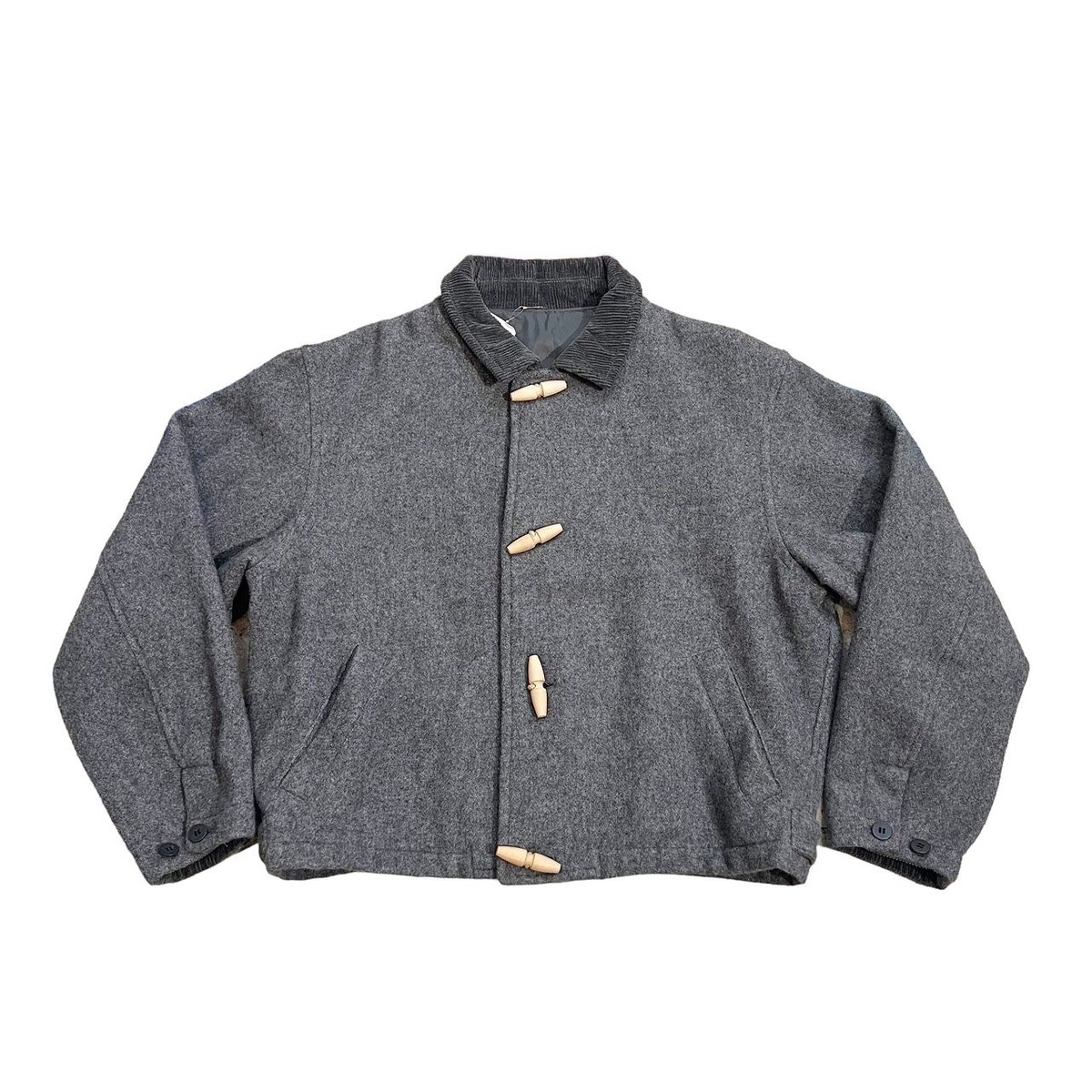 "TETE HOMME" Grey wool design switch collar blouson | Kissmet
