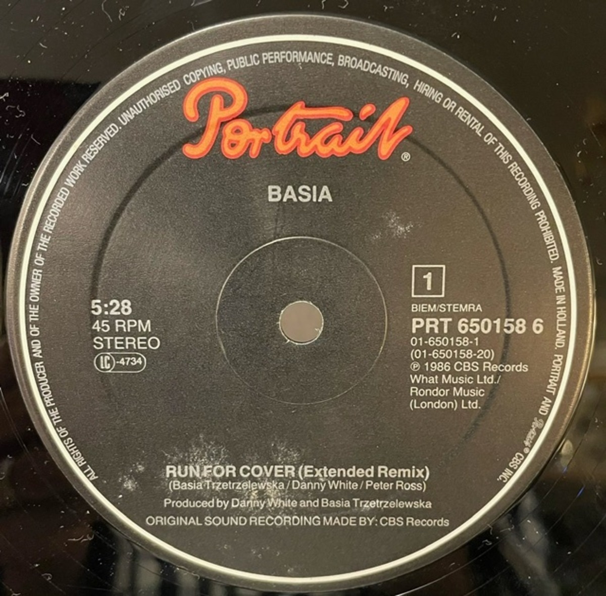 Basia "Run For Cover" 12" | EAD RECORD