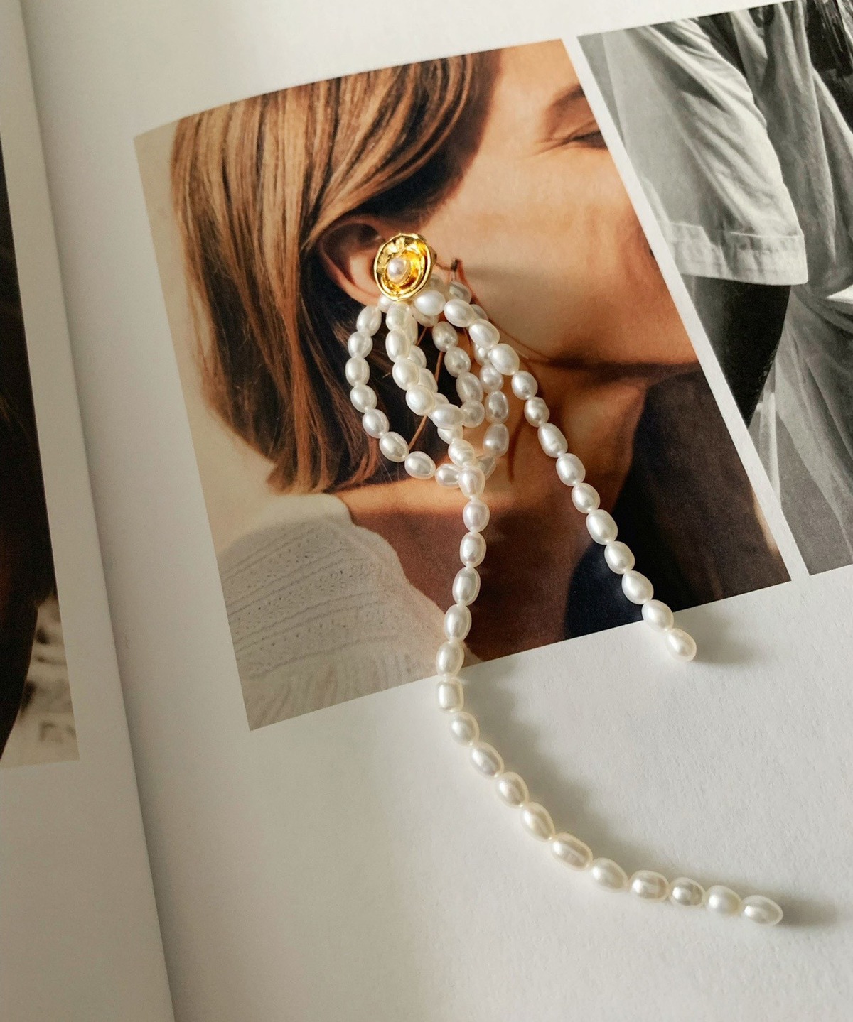 片耳用淡水パールリボンピアス PT248 | poet