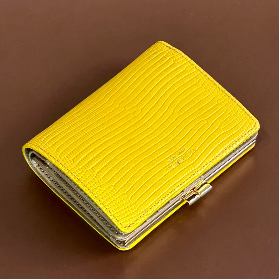VIOLAd'ORO】ヴィオラドーロ 二つ折り財布 がま口 本革リザード VIOLAd'ORO】ヴィオラドーロ 二つ折り財布 がま口 本革リザード