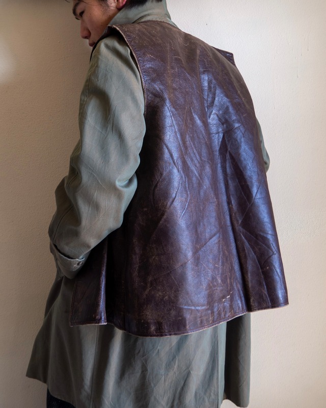 1954s Dutch Army Jerkin Leather Vest | 'bout