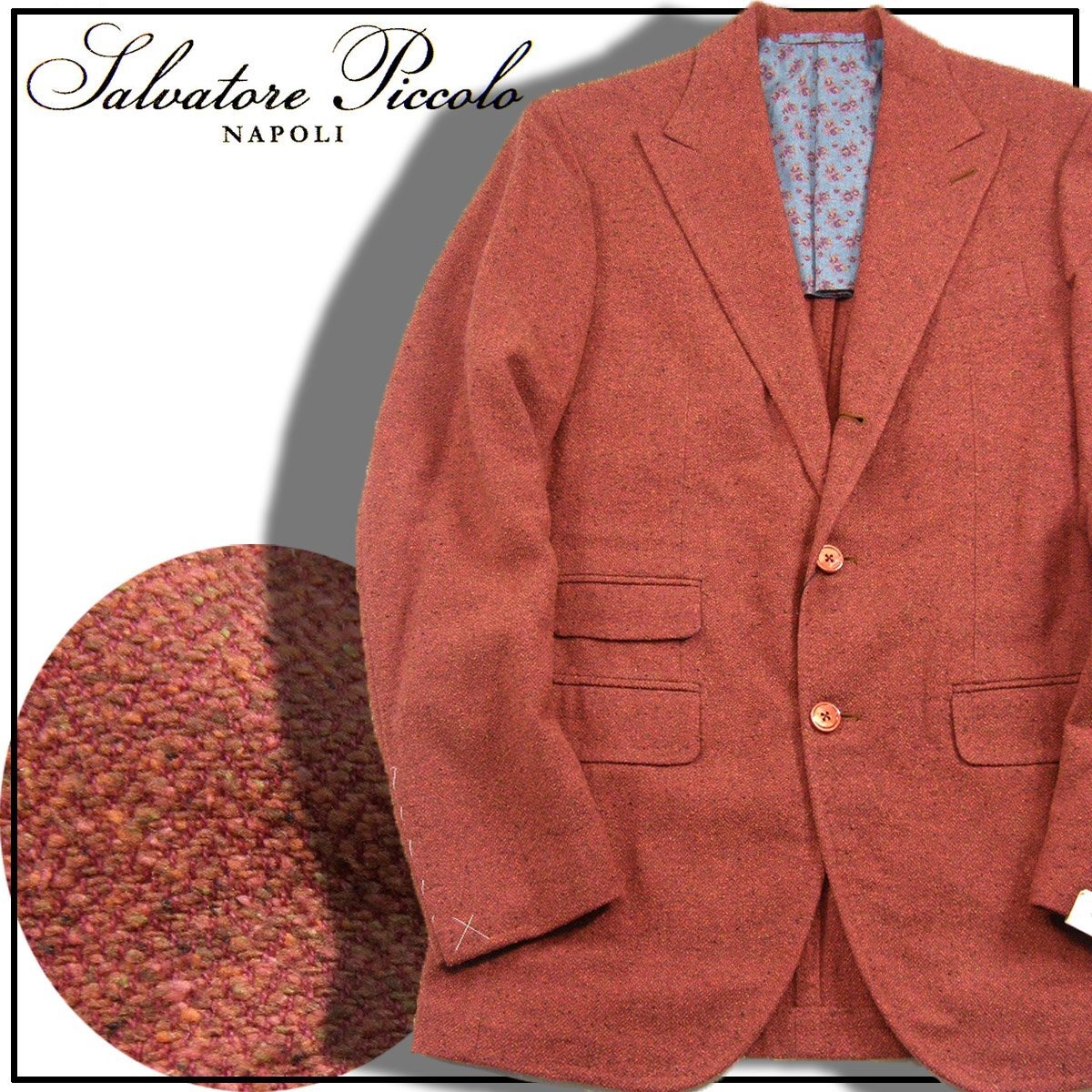 Salvatore Piccolo ／ サルヴァトーレピッコロ ジャケット イタリア製 コットン 綿 ソフト ツイード 茜色 サルヴァトーレ ...