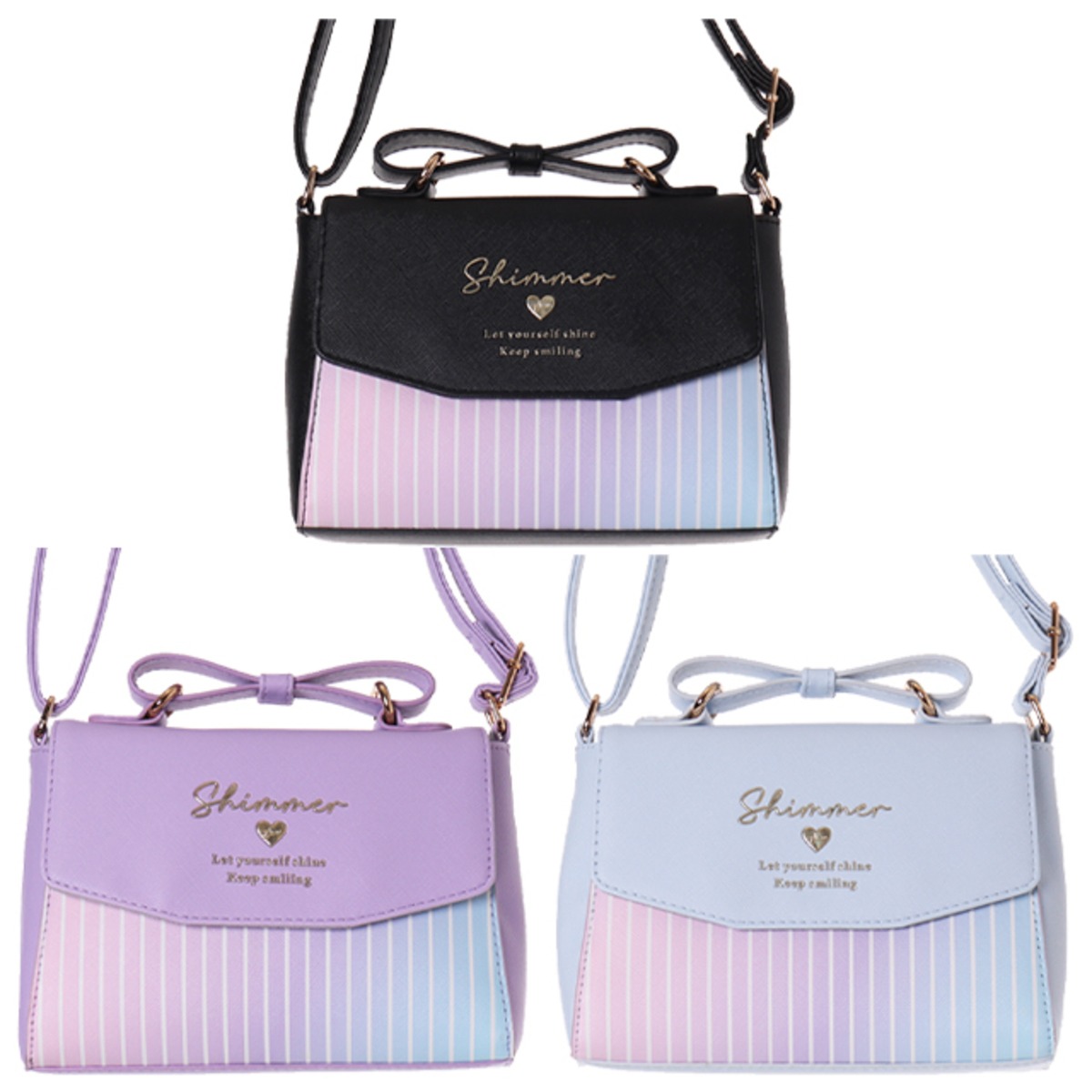 【C00436】Coboca＋軽量合皮グラデストライプミニショルダー | AXCIS