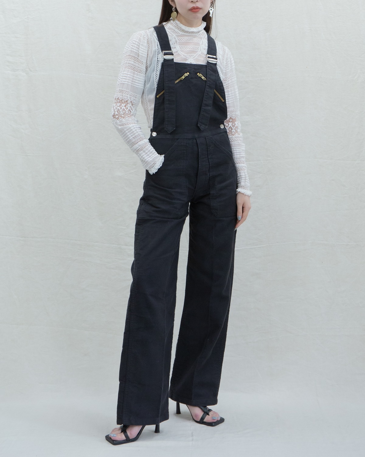 1970-80s European vintage - black mole skin overalls | LUIK FINN