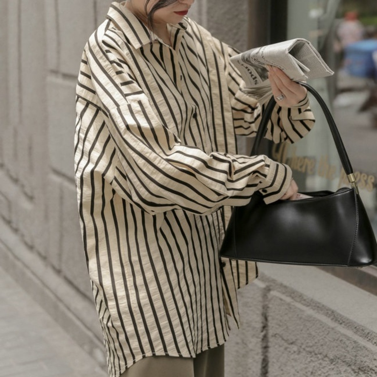 ストライプオーバーサイズシャツ SG0123 | Evermod