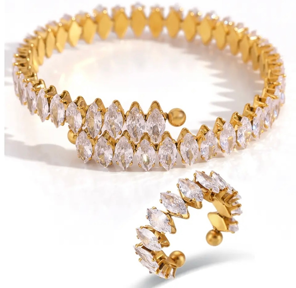 Crystal bracelet ring set | Al Malika collection