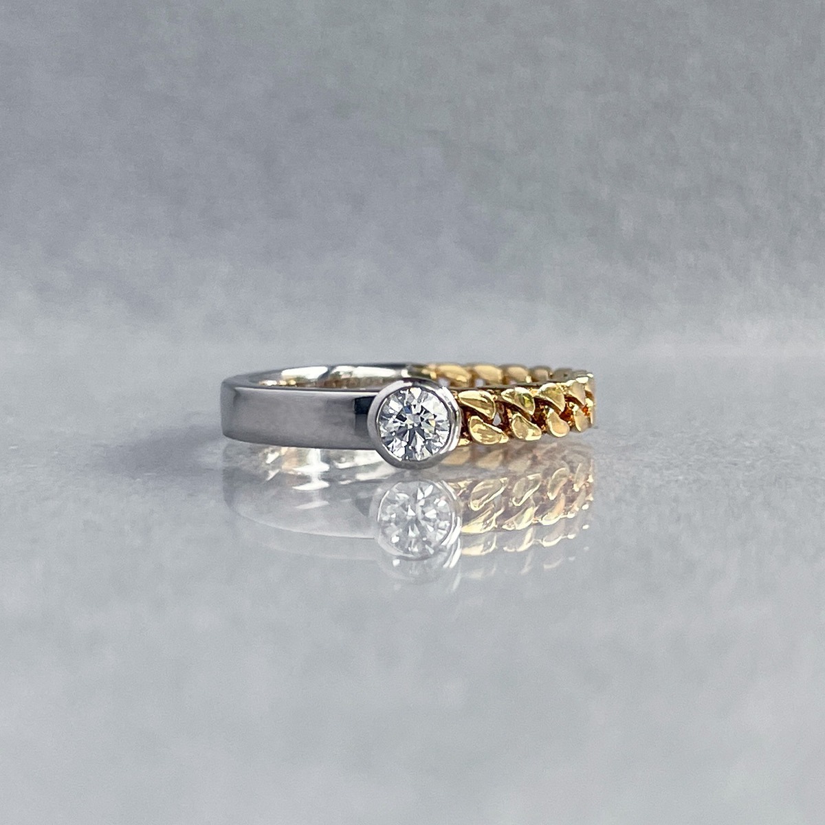 Brilliant Diamond with Combination Ring / Pt900 & K18YG / 3mm | Etoilight