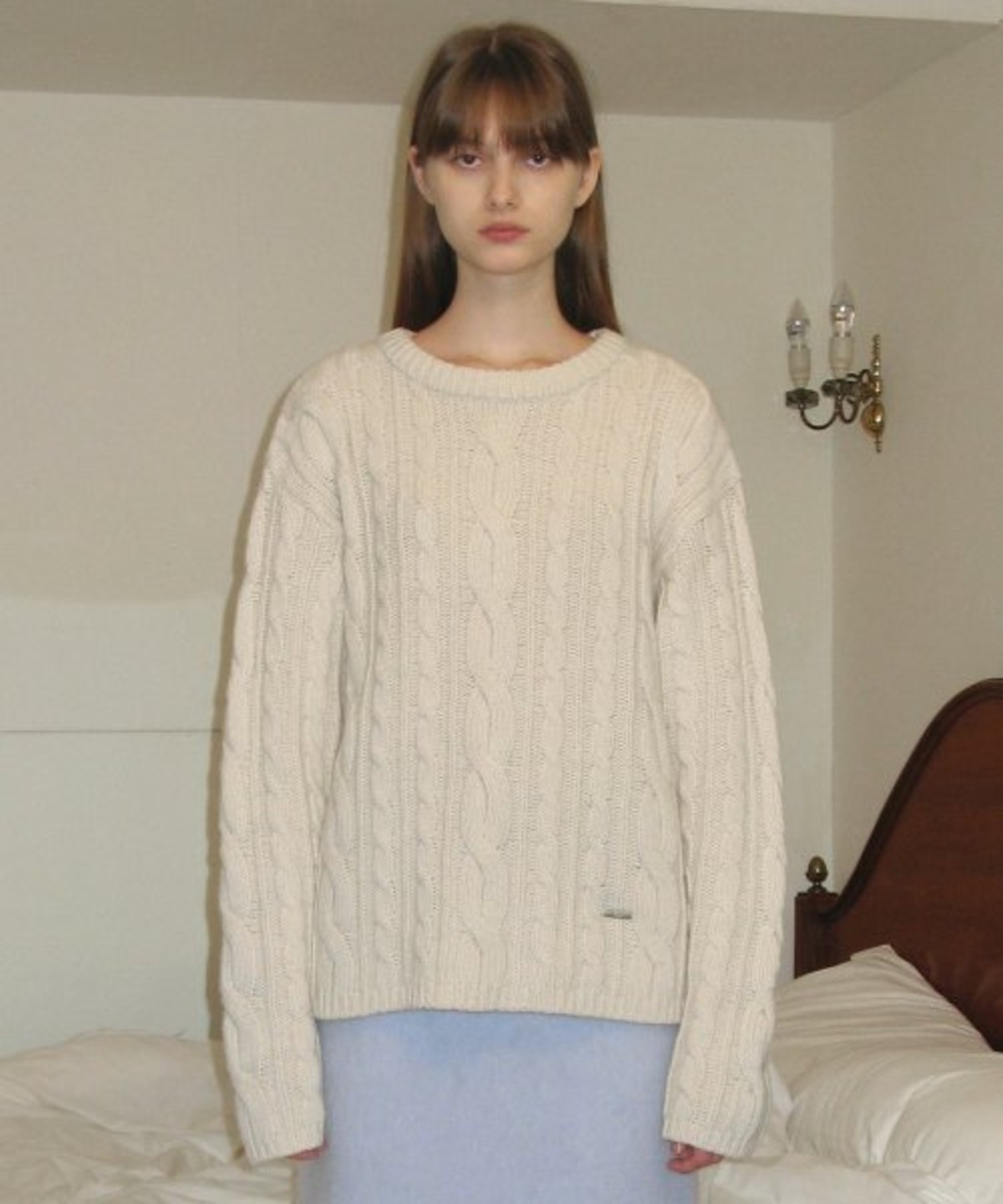 [SINOON] TWO-WAY CABLE TURTLENECK KNIT (IVORY) | もごつ