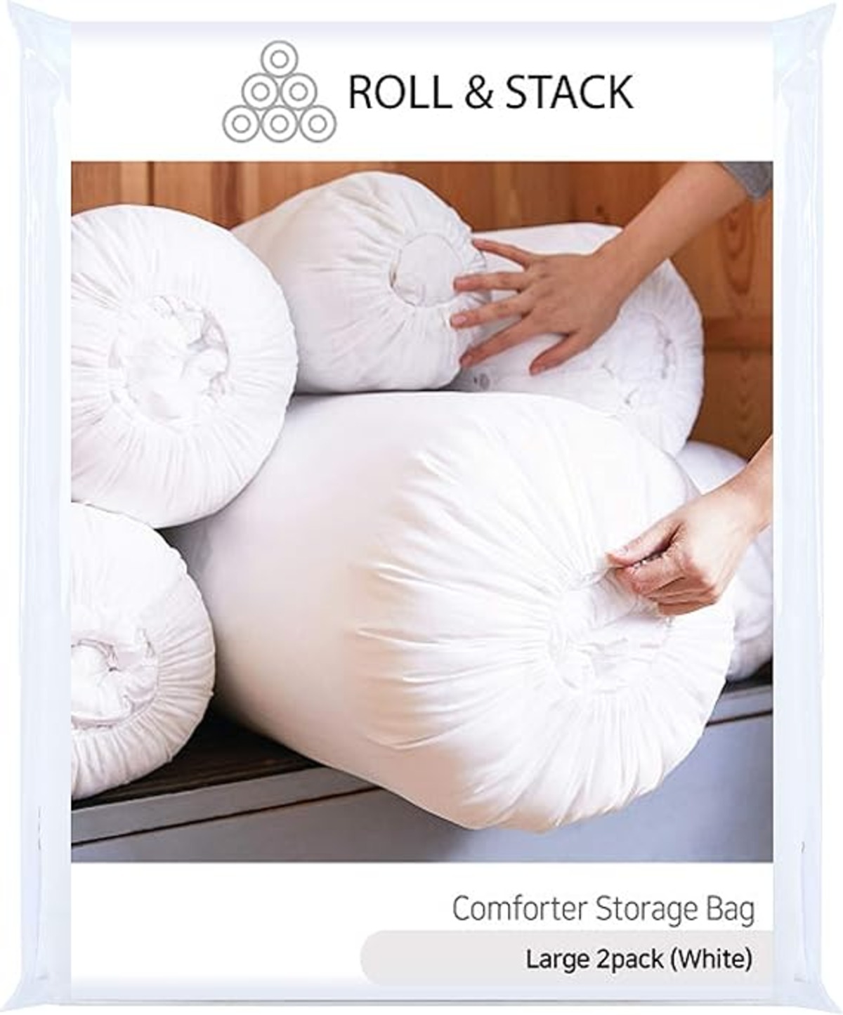Roll&Stack ロールアンドスタック ふとん収納袋, 衣類収納袋 - L (45L) White X 2 | グッドスマイリー BASE店