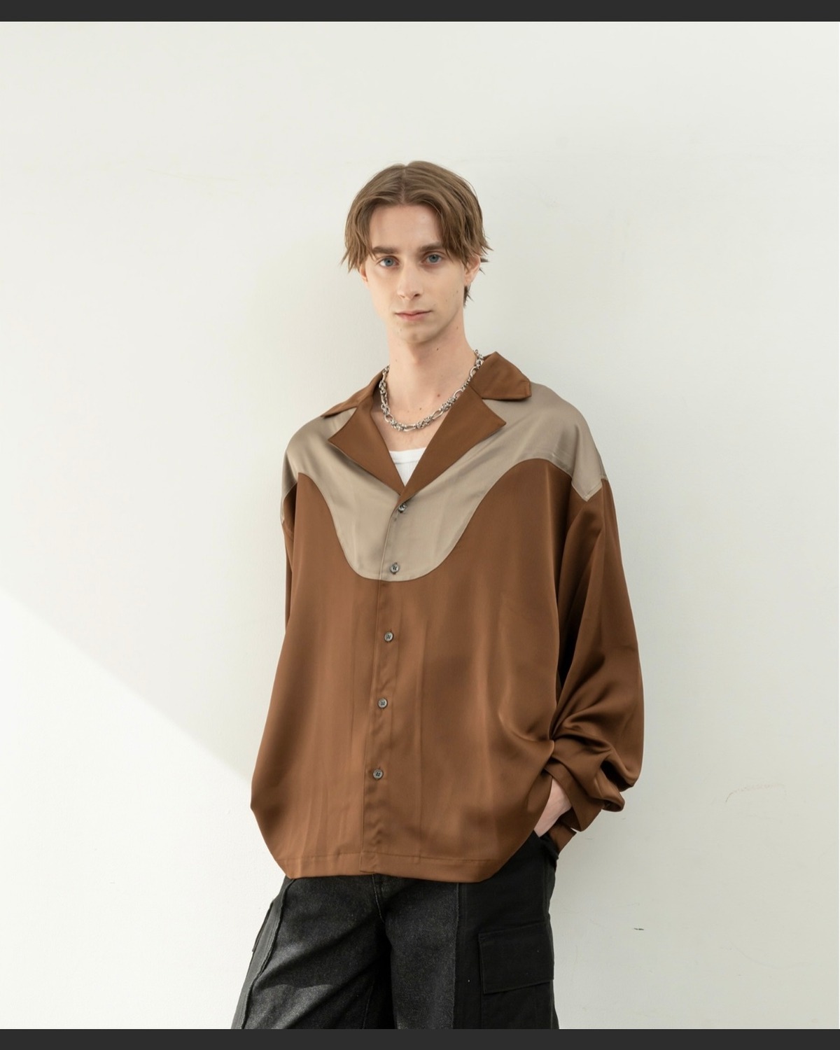 [ Forte ] Modern Western Open-Collar Shirt | A vaut.