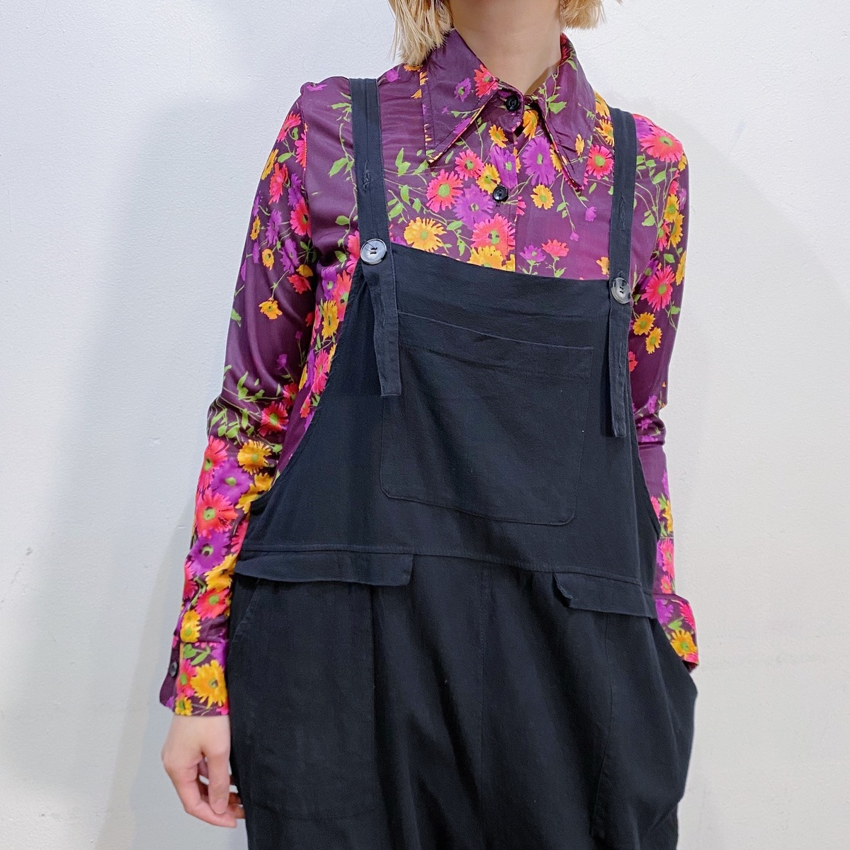 70s purple printed long sleeve shirt | LEMON