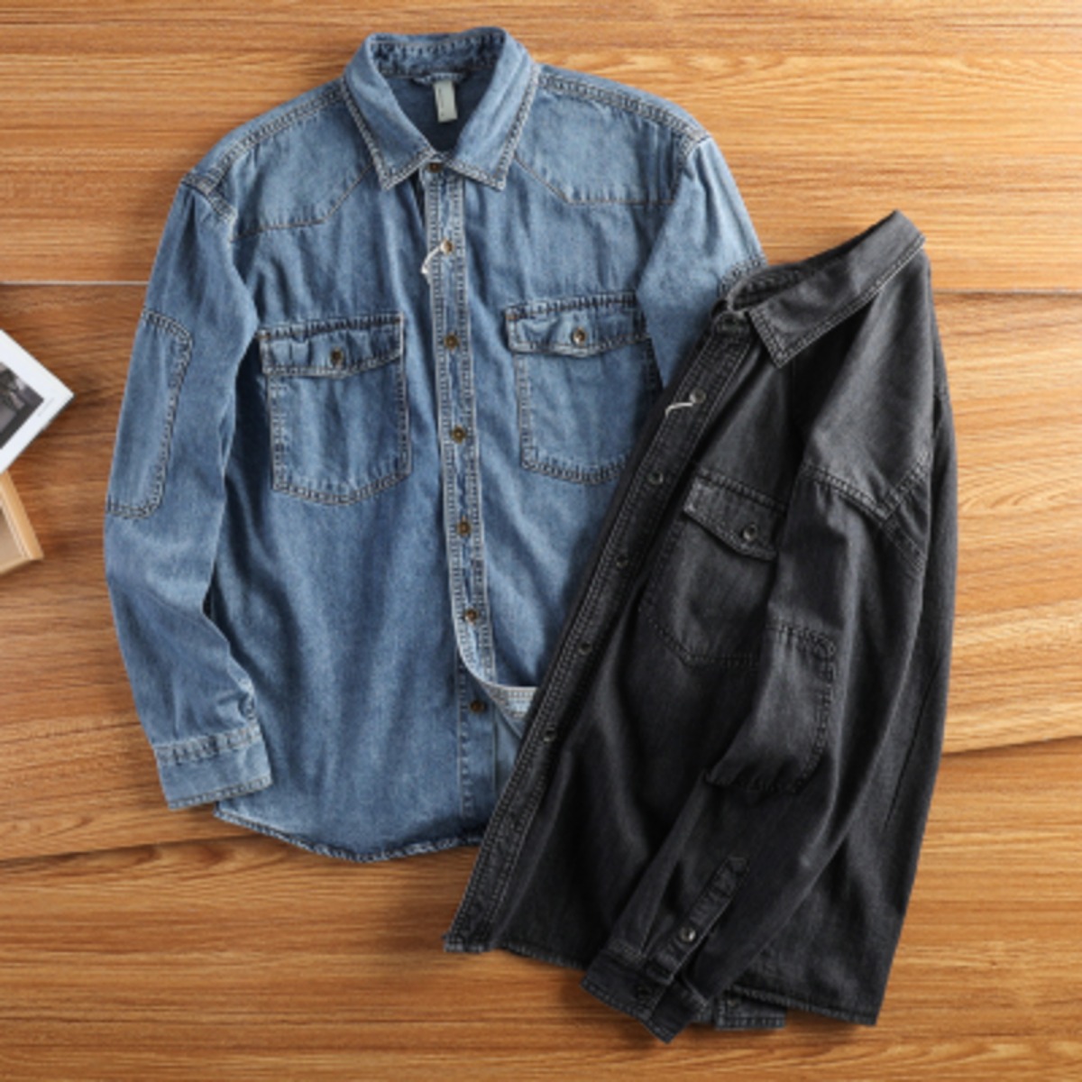 Double pocket retro denim shirt ( 2color ) | Sens