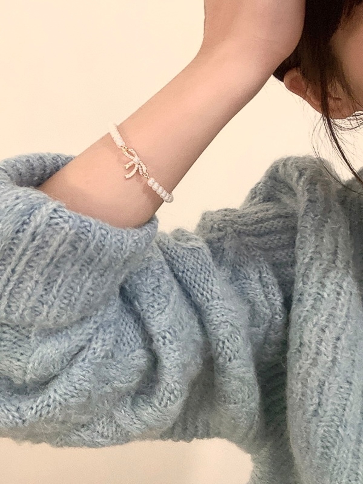 【即納商品】glitter ribbon pearl bracelet (silver925) | noul