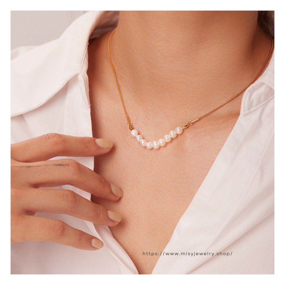 316L Snake Perl Necklace | misyjewelry