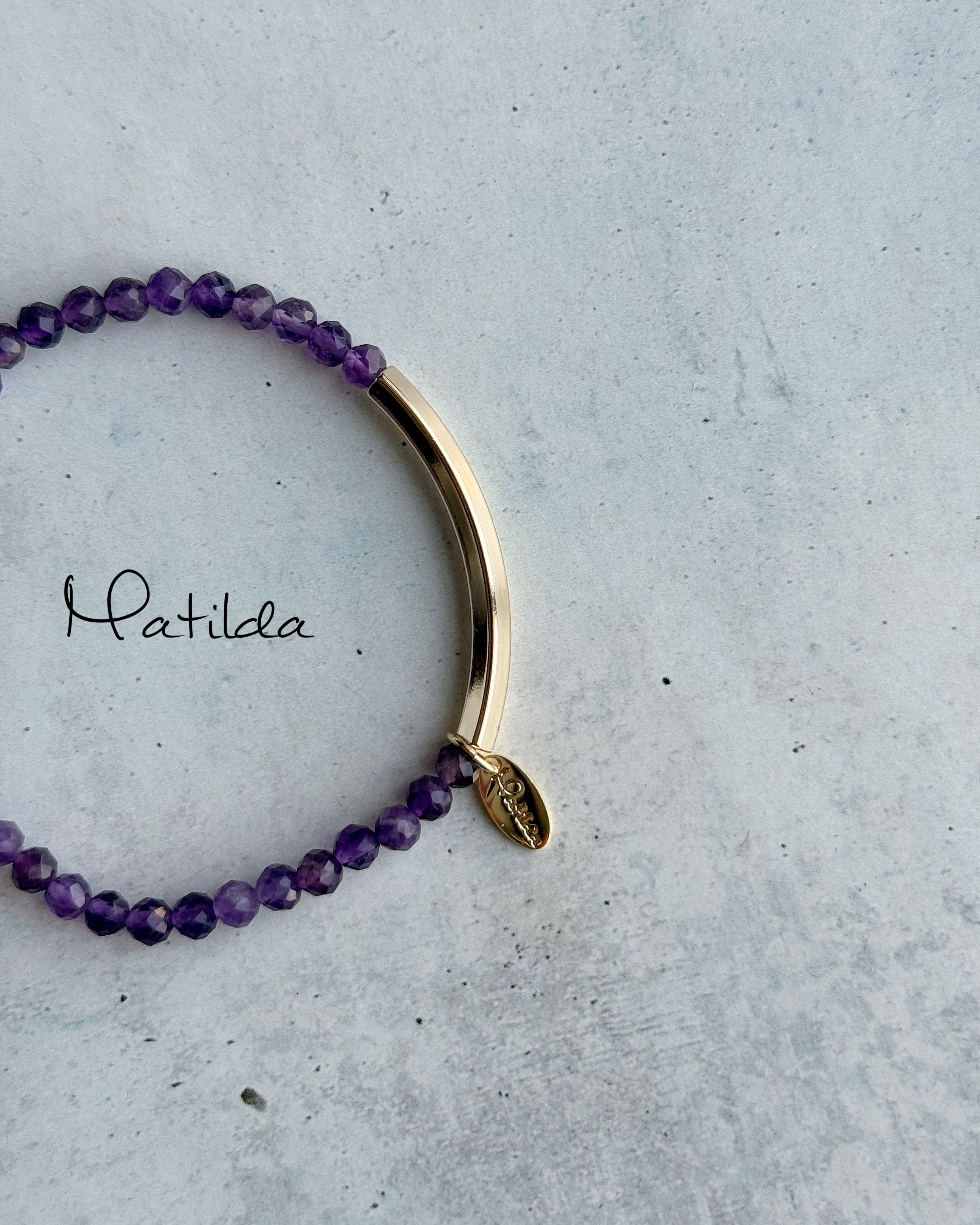 Tube & stone bracelet（アメジスト） | Matilda