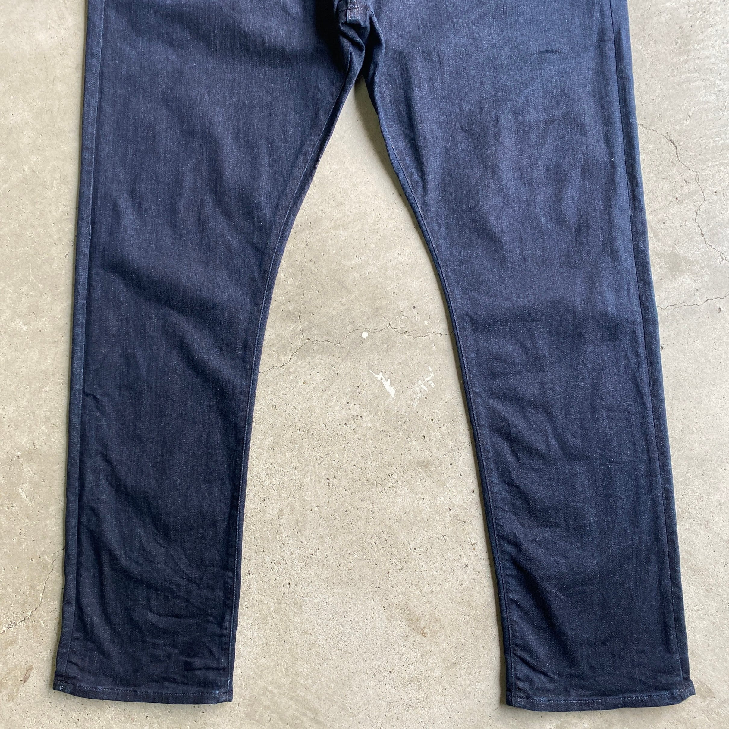 Polo Ralph Lauren ポロ ラルフローレン varick スリムストレート デニムパンツ 濃色 メンズw38 古着 レザーパッチ ...