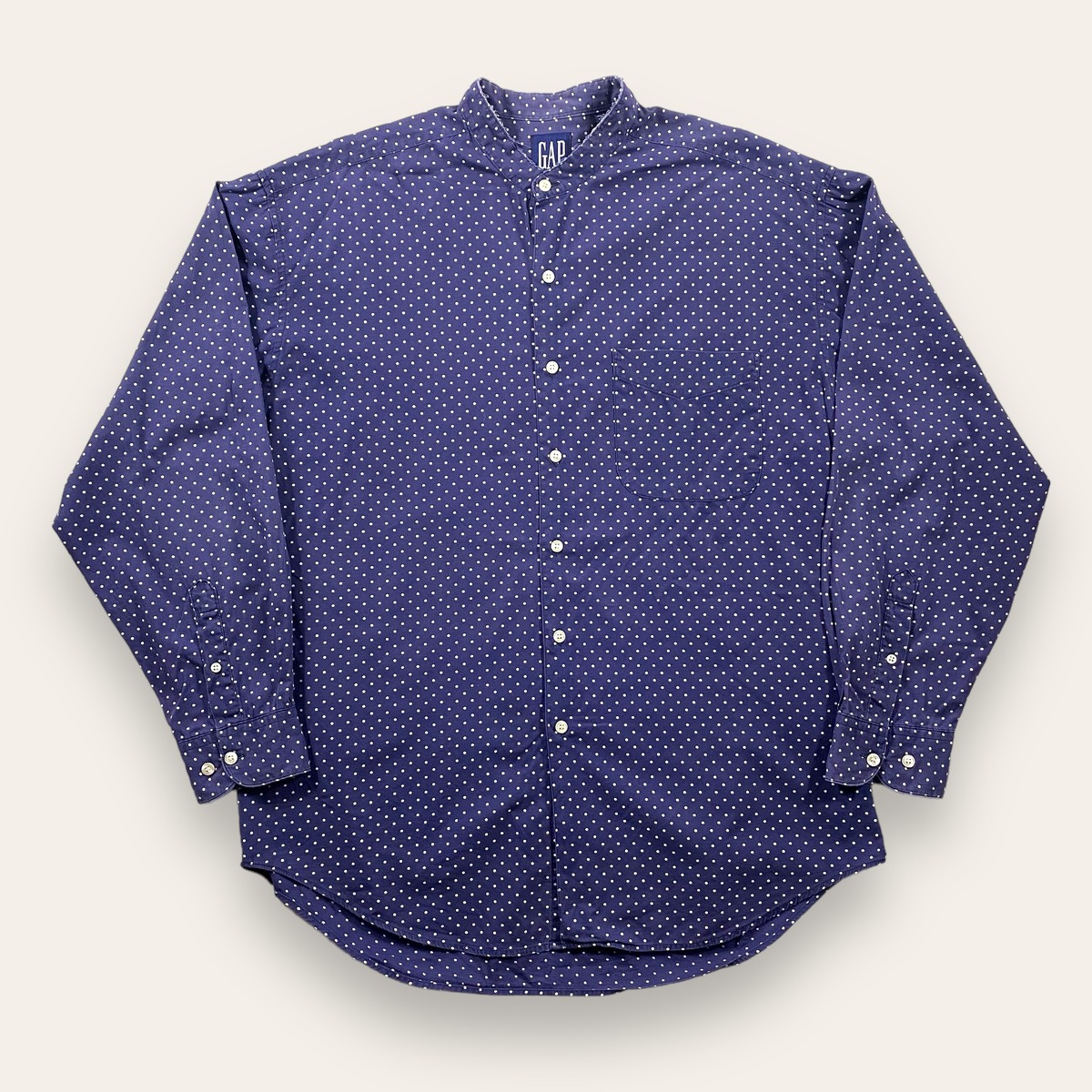 1990's OLD"GAP" Polka dot Cotton Shirts "Band Coller Remake" Size:L ...
