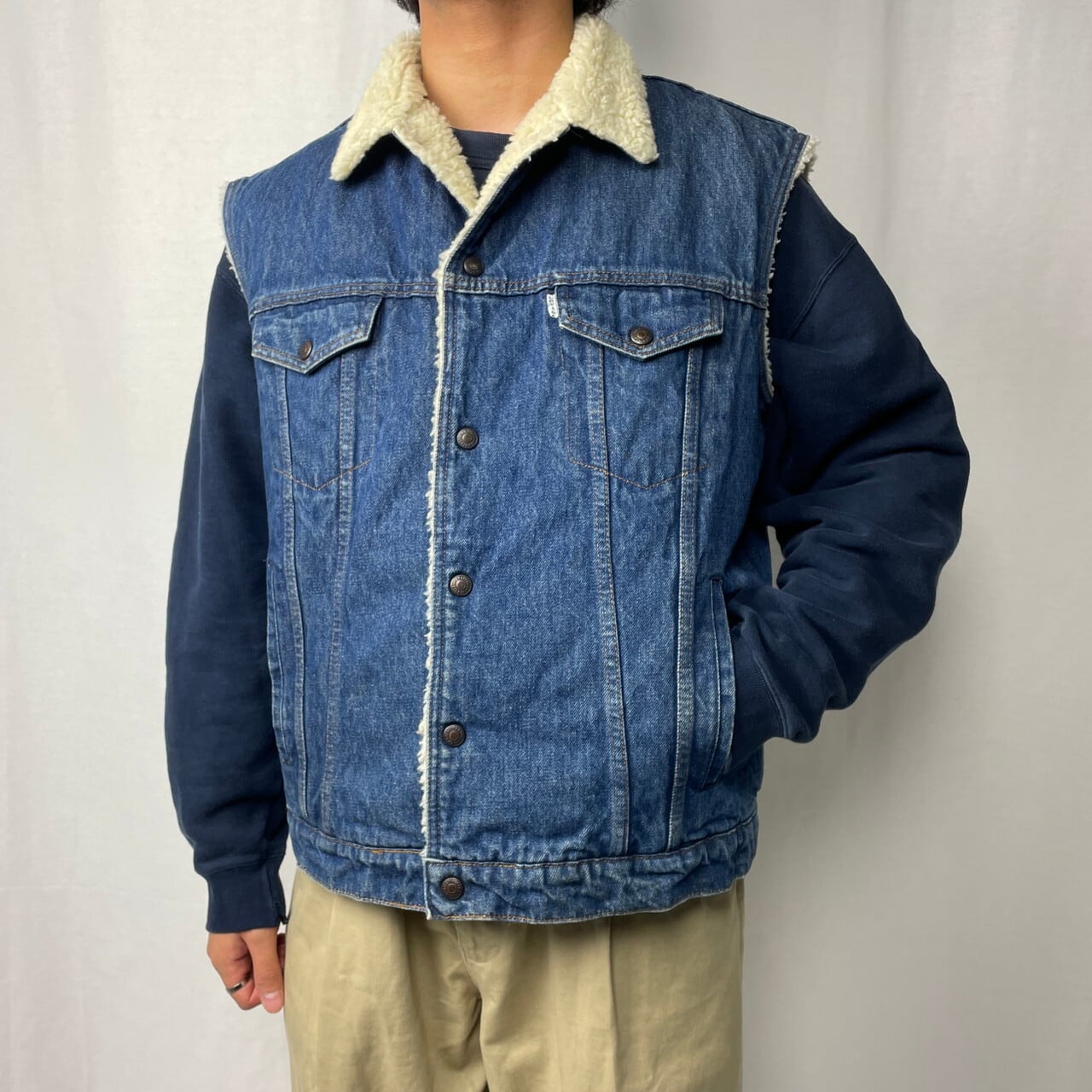 80年代 イタリア製 Levi's ユーロリーバイス デニムボアベスト レディースXL相当 メンズL相当 古着 80s ユーロリーバイス ...