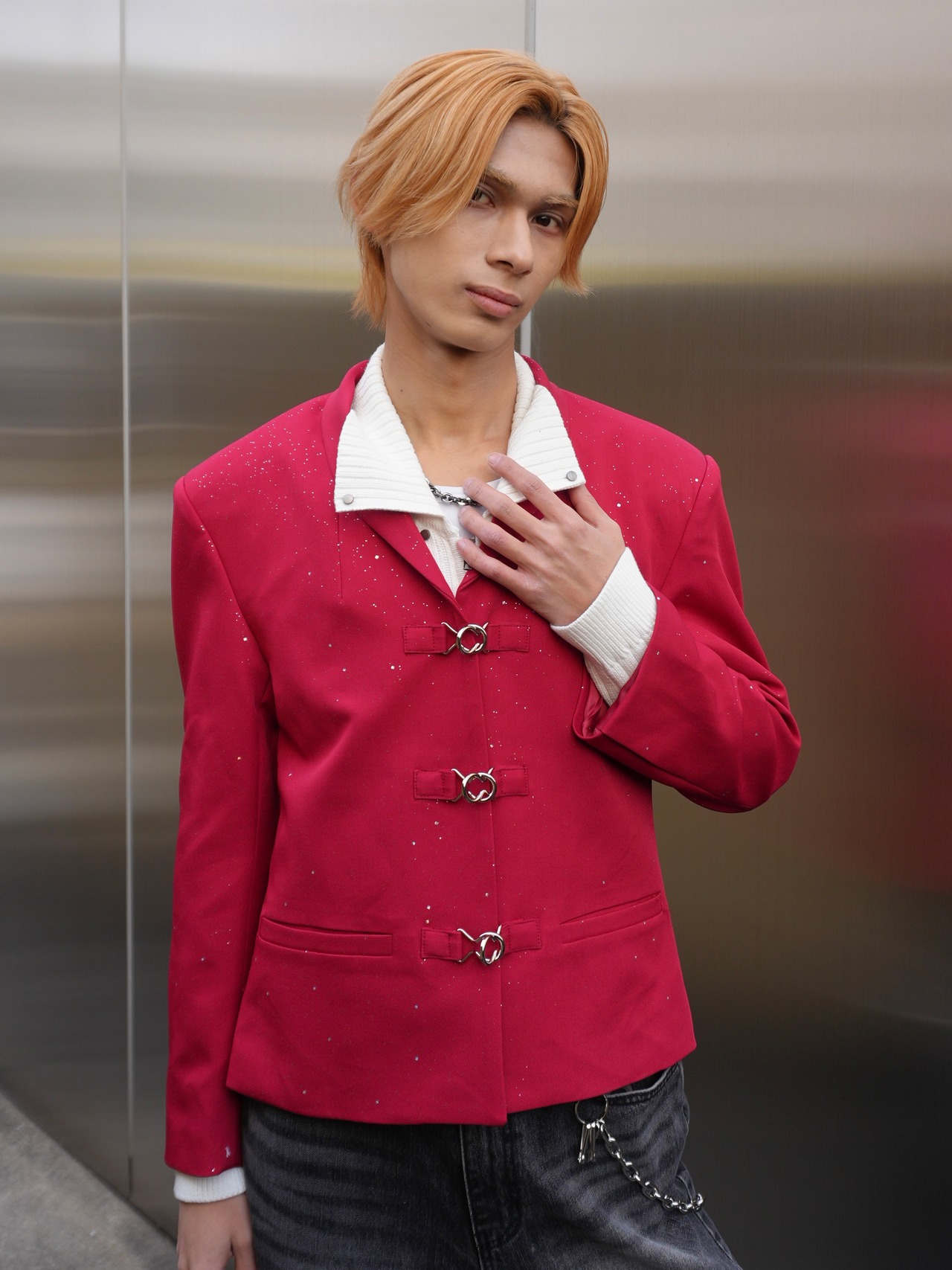 【ALUDE SELECT】star lame link hook jacket (2color) | 【ALUDE】韓国メンズファッション