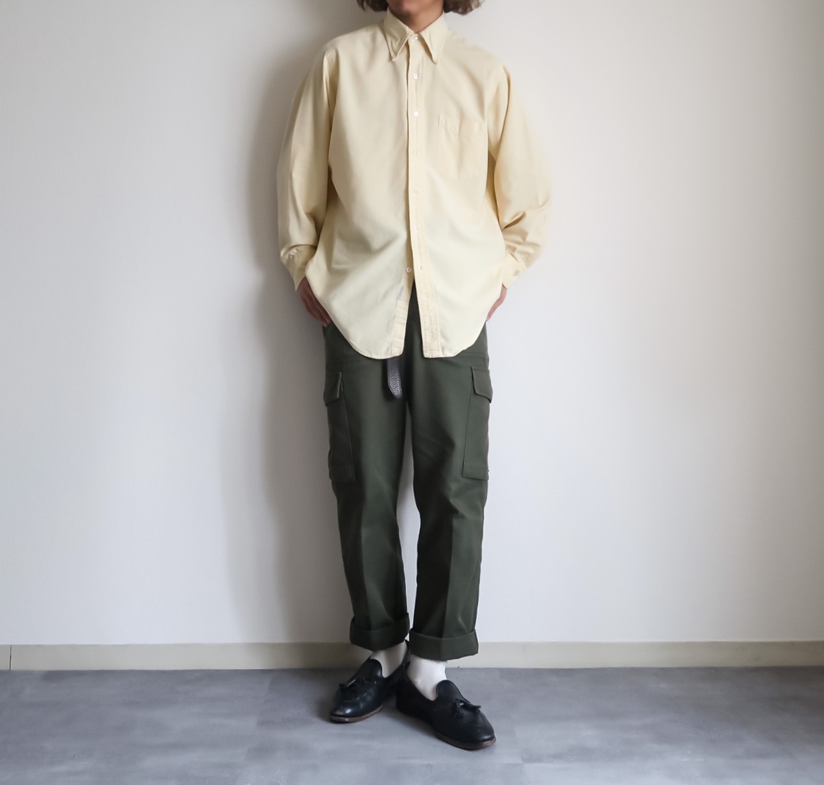 1980's "Boshard Doughty" light yellow B/D oxford shirt made in USA ...