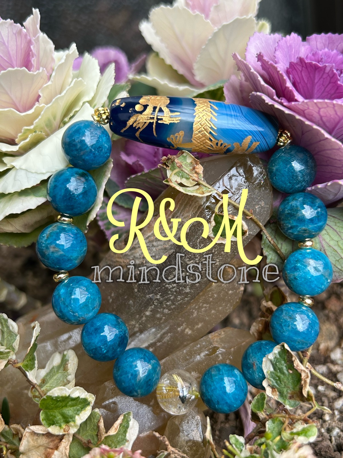 龍神天珠×ブルーアパタイト×ゴールドルチル | R&M mindstone