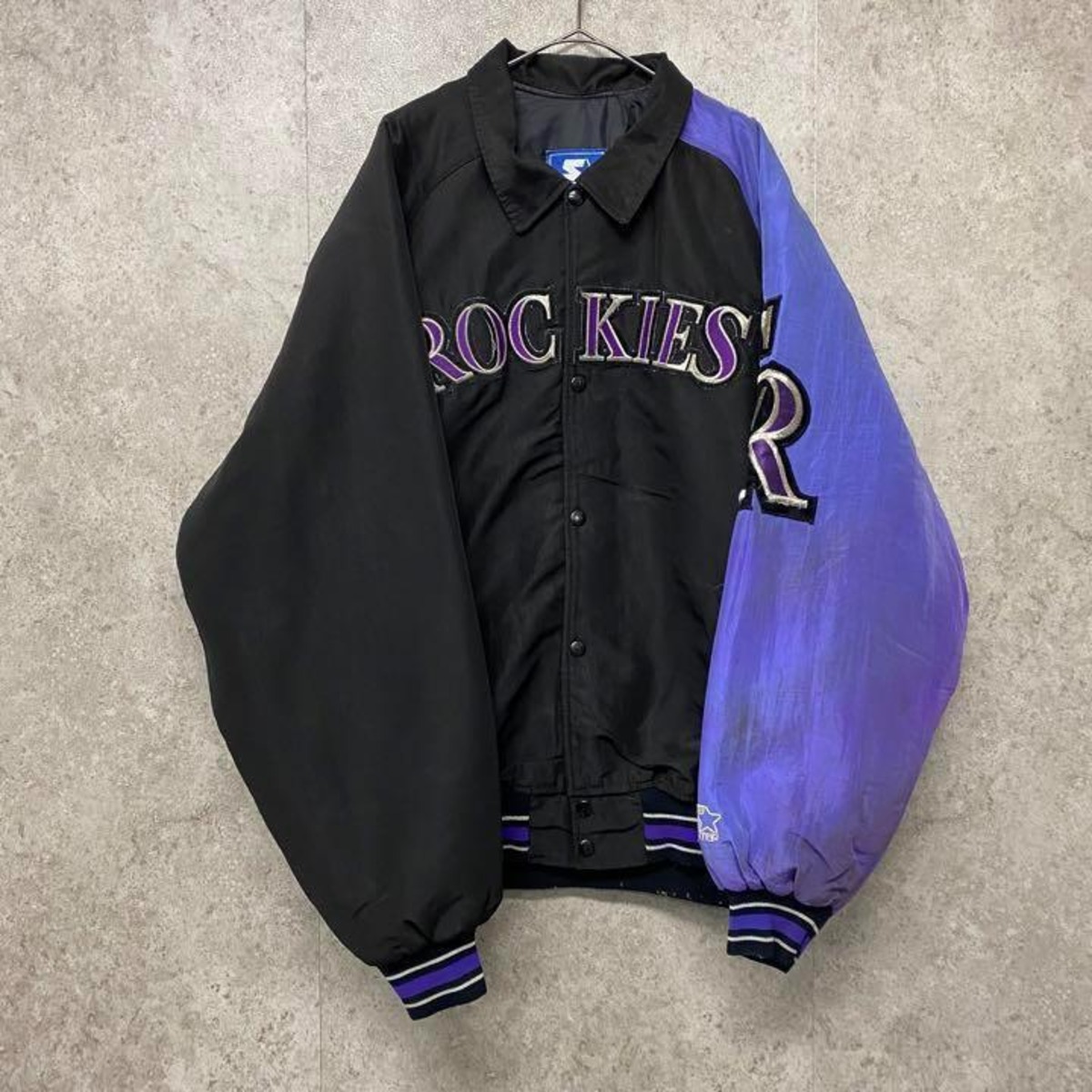 90s USA STARTER MLB Rockies Studium Nylon Jacket | 古着屋mongo